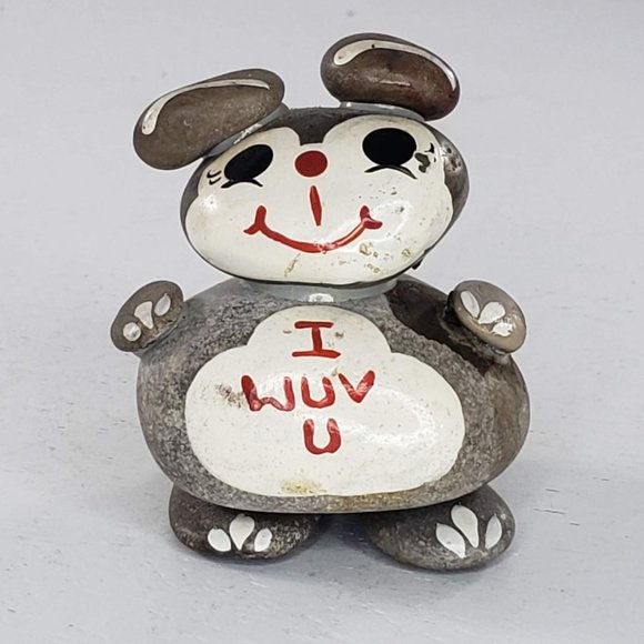 Accents | Rock Hand Painted Figure Bear Dog Animal I Wuv You ...